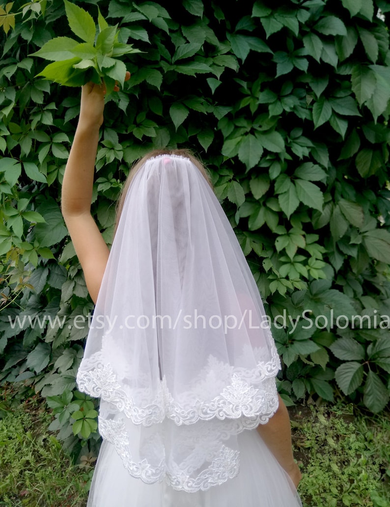 First Communion Veil Holy Communion Two tier communion veil | Etsy