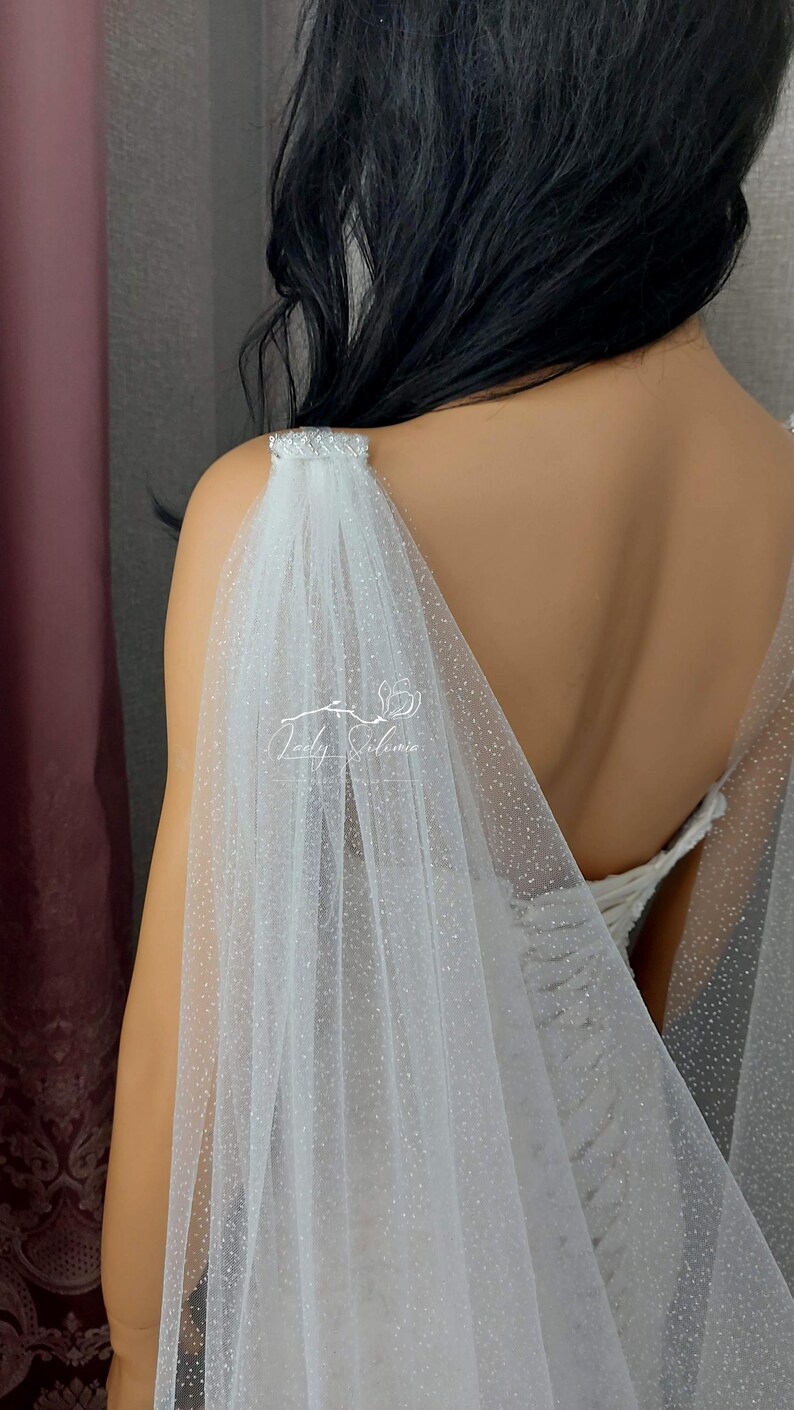 3D Flowers Cape Veil Cathedral Draped Cape Wedding Veil Shoulder Cape ...