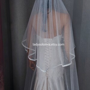 Shimmer Beaded Veil 2 Tier Sparkle Veil Cathedral Silver - Etsy