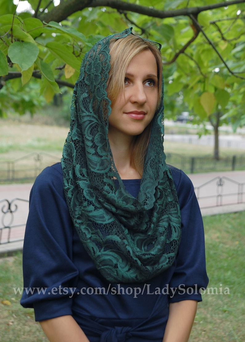 Black Head Coverings Religious Lace Scarf Circle Church - Etsy