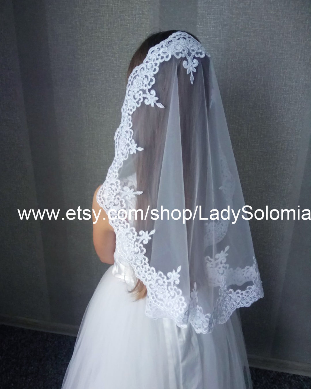First Communion Veil Holy Communion Veil 3D Lace, White Confirmation ...