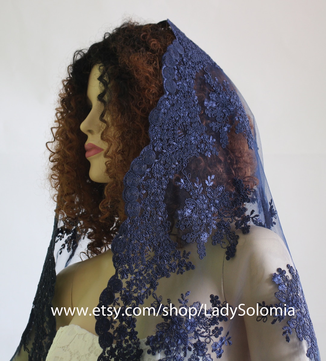 Blue Lace Mantilla Chapel Veil Catholic, Religious Headcovering Church ...