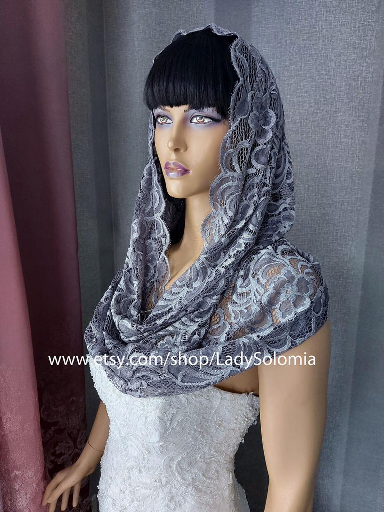 Black Head Coverings Religious Lace Scarf Circle Church - Etsy
