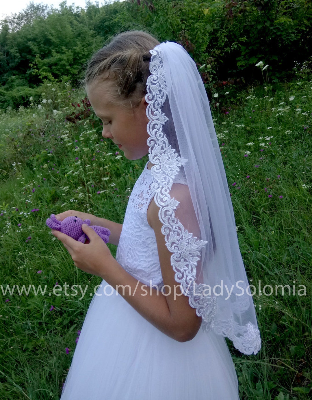 Holy Communion, First Communion Veil, Lace Communion Veil, One Tier ...