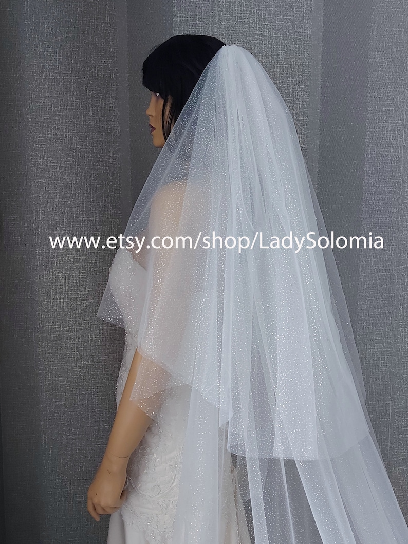 Glitter Veil Blusher, Shimmer Bridal Veil, Sparkle Raw Cut Edge Veil 2 ...