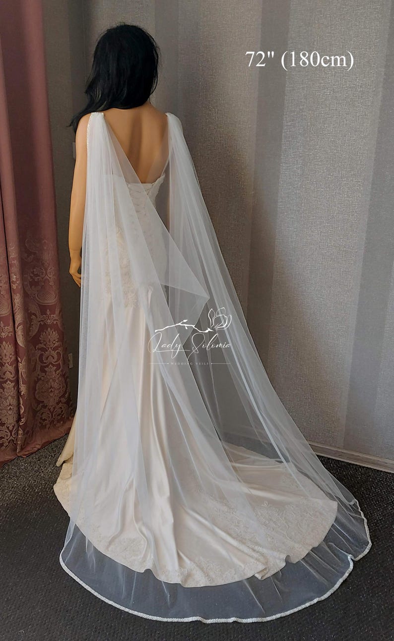 Cathedral сape Veil Beaded With V-shaped Shoulder Cape Chapel Cape Veil ...