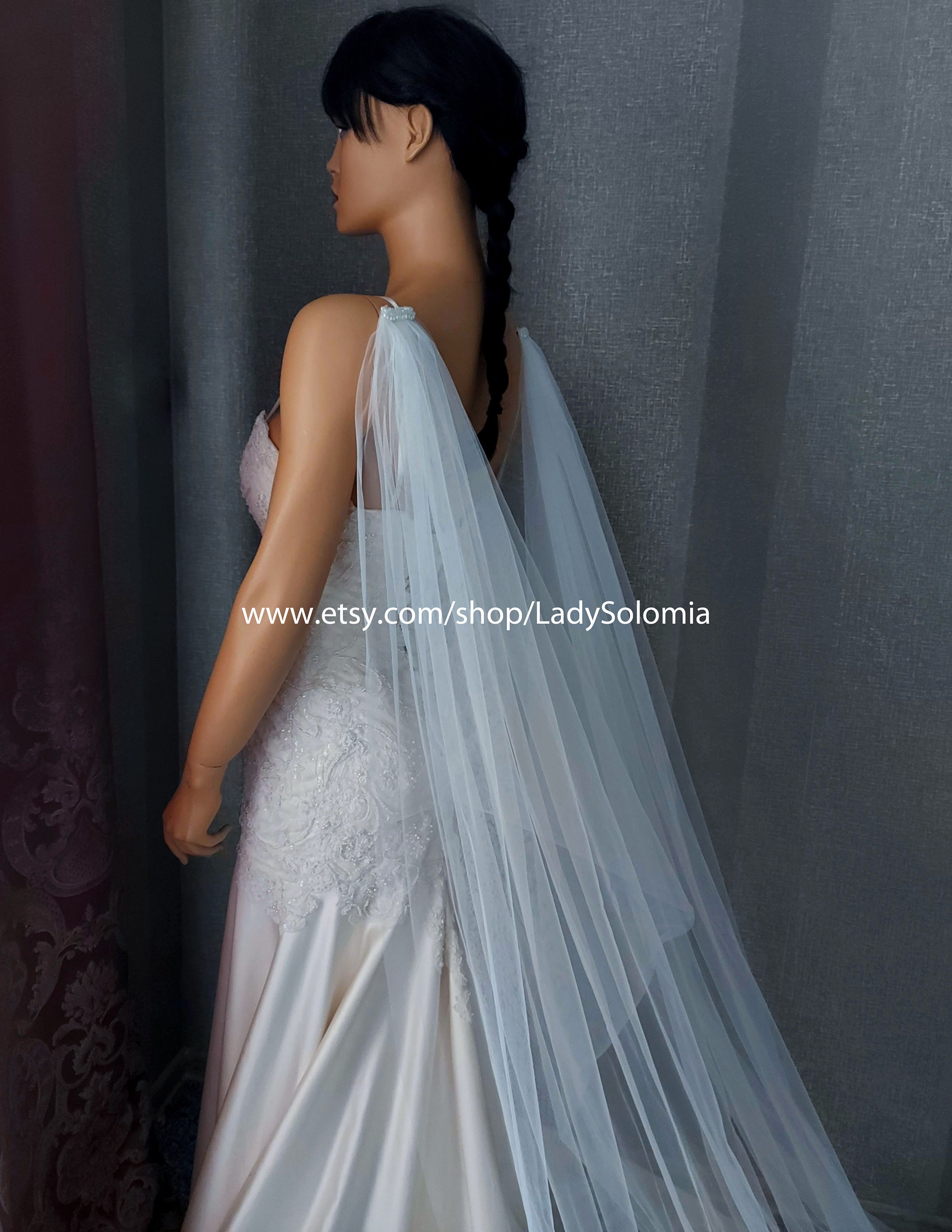 Cape Veil Bridal Cape Wedding Veil Shoulder Cape Veil Shoulder Train ...