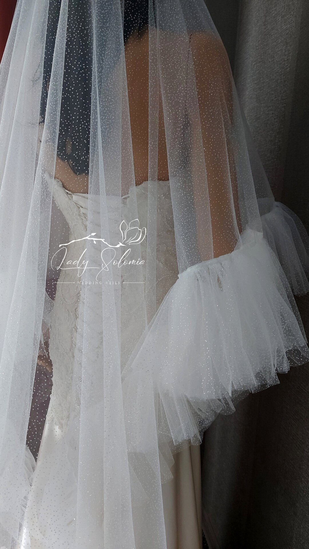Fluffy Ruffled Glitter Veil Fringe Tassel Veil Ruffle Glitter Fluffy ...