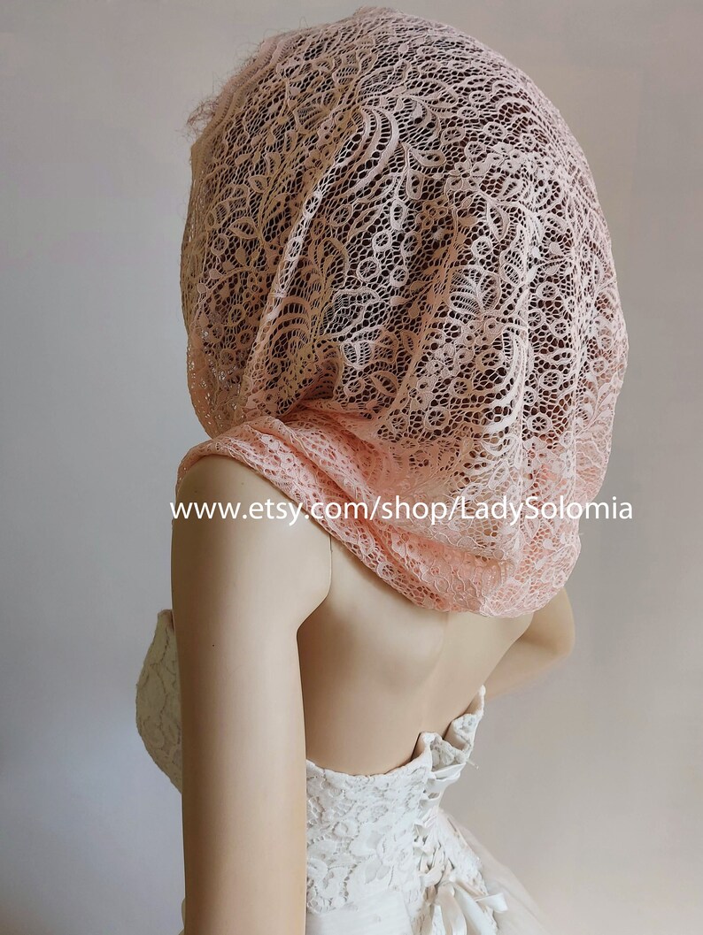 Lace Catholic Veil Infinity Mantilla, Light Pink Lace Scarf Catholic ...