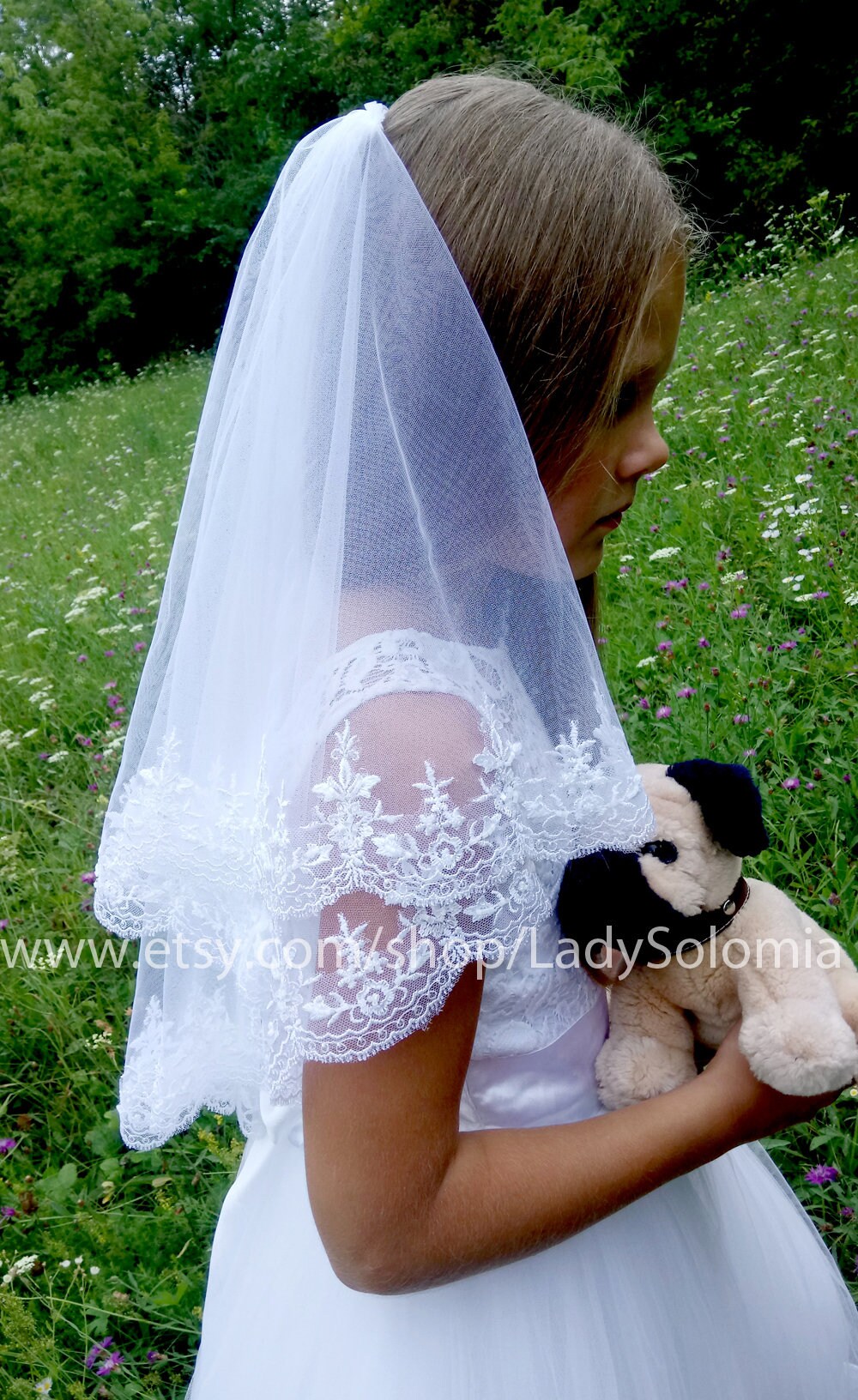 Holy Communion Veil First Communion Veil 2 Tier Beaded Girls - Etsy