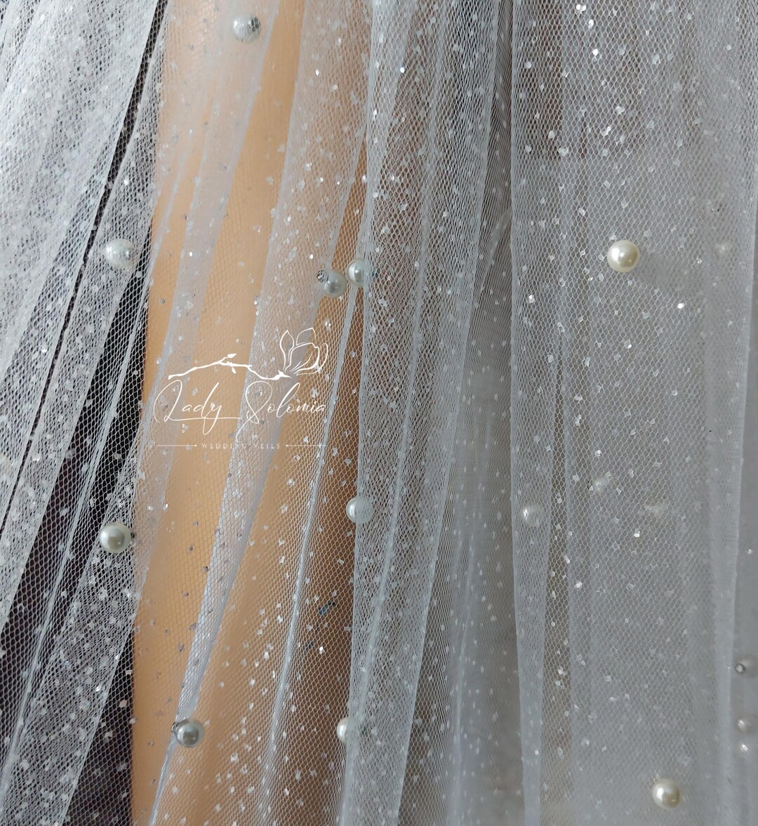 Soft Pearls Glitter Tulle Fabric 120" Wide Shimmer Tulle Wholesale ...