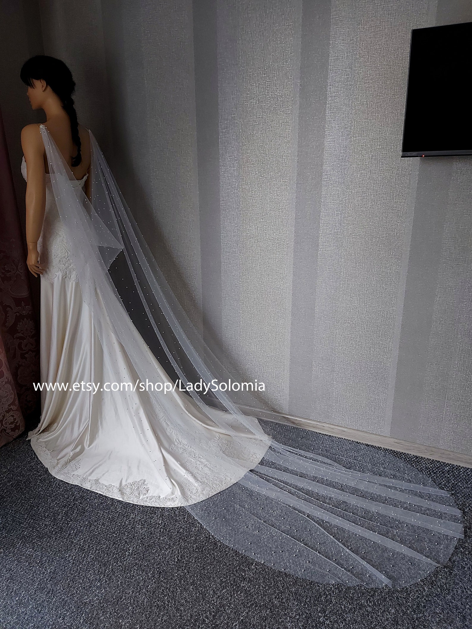 Pearl Cape Veil Cathedral Draped Cape Wedding Veil Shoulder - Etsy