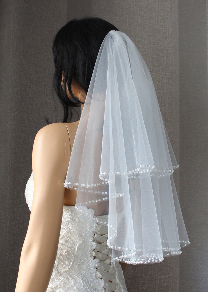 Beaded wedding veil Pearl Bridal Veil Cathedral veil Pearl | Etsy