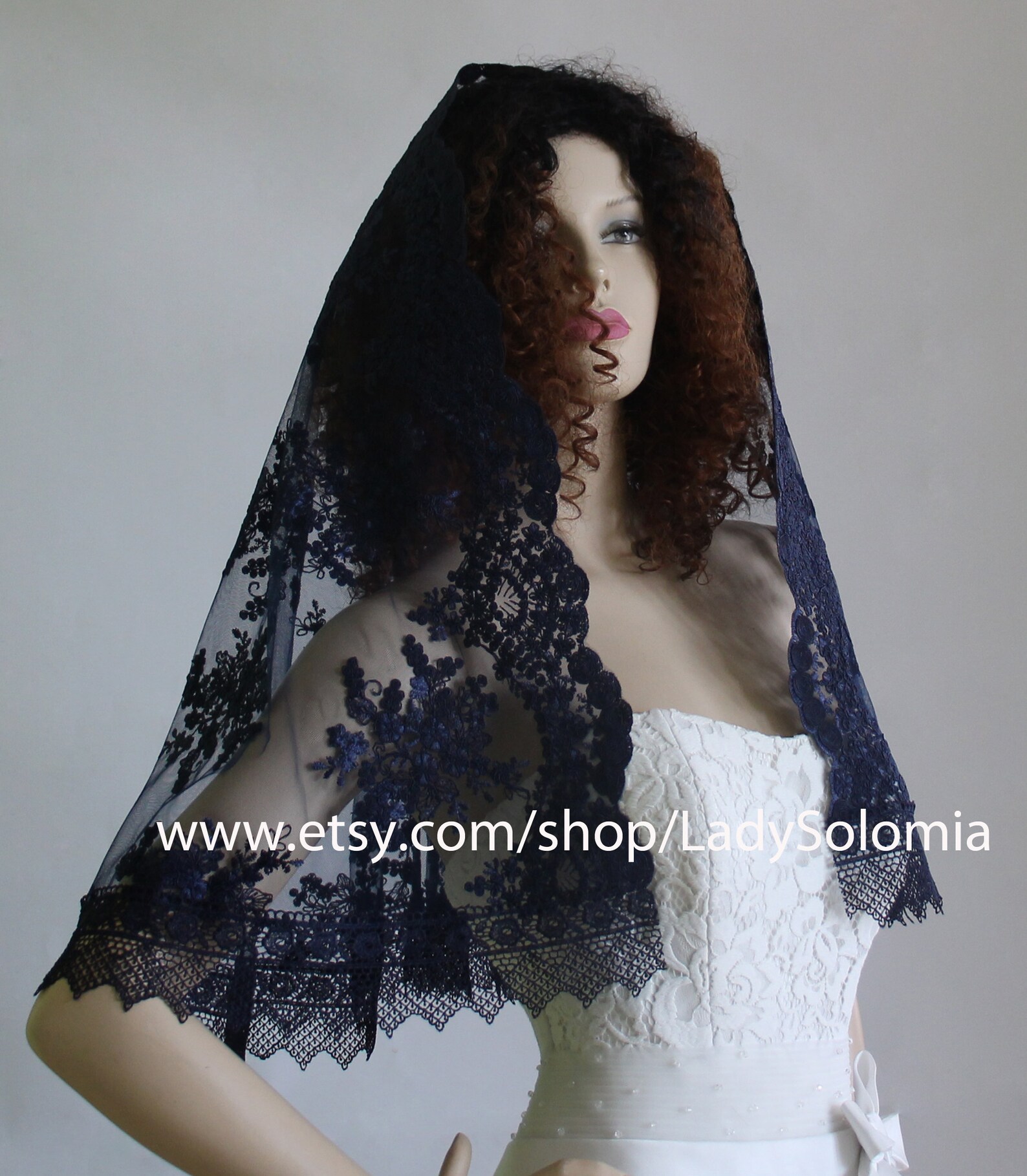 Blue Lace Mantilla Chapel Veil Catholic Religious | Etsy