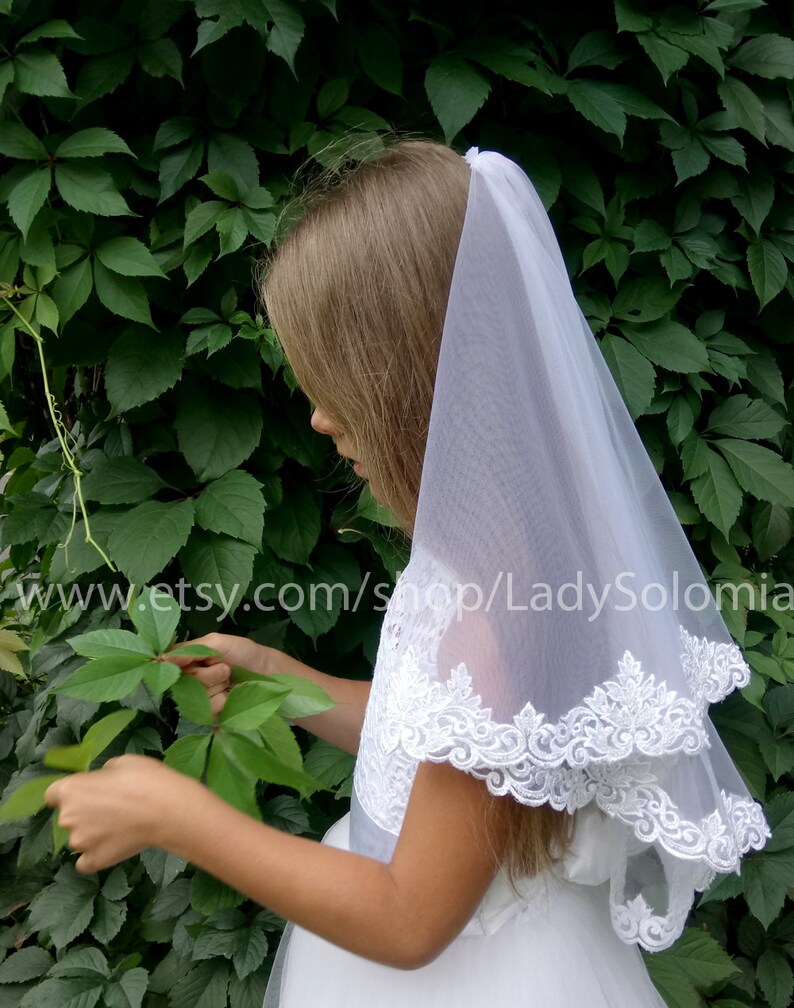 First Communion Veil, Holy Communion, Two Tier Communion Veil, White ...