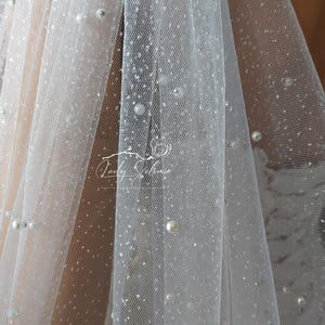 Soft Pearls Glitter Tulle Fabric 120" Wide Shimmer Tulle Wholesale ...