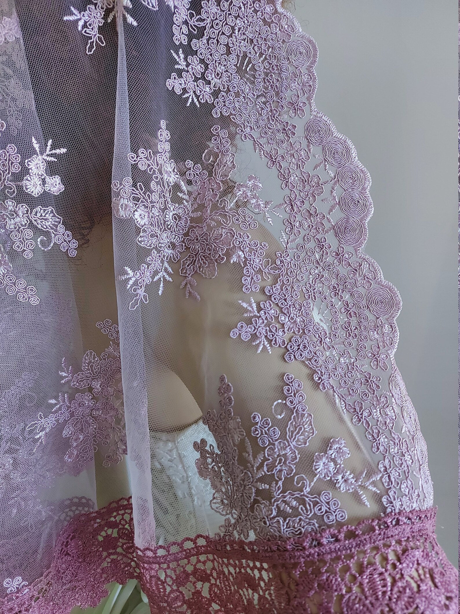 Chapel Veil Catholic Floral Wrap Veil Lace Religious - Etsy