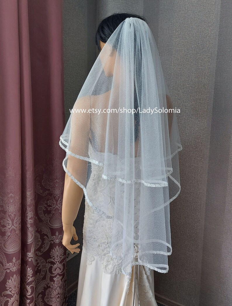 Shimmer Beaded Veil 2 Tier Sparkle Veil Cathedral Glitter - Etsy