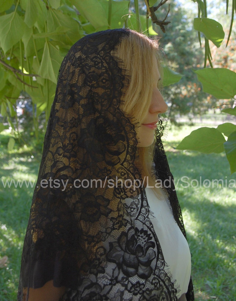 Сatholic Veil Black Head Scarf Catholic Chapel Religious | Etsy