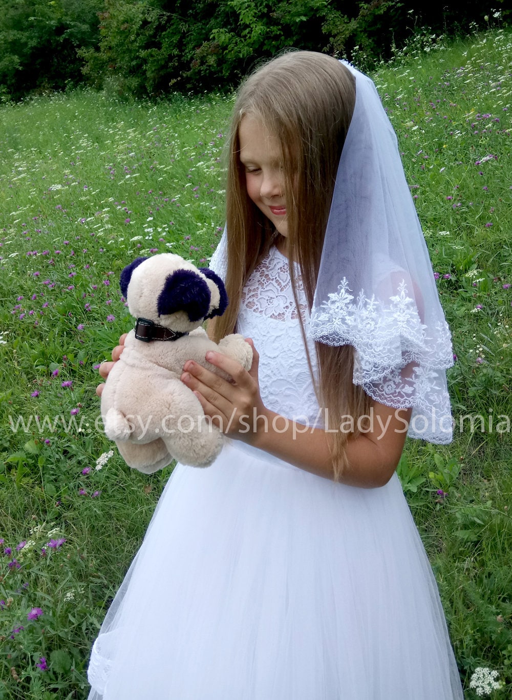 Holy Communion Veil First Communion Veil 2 Tier Beaded Girls | Etsy