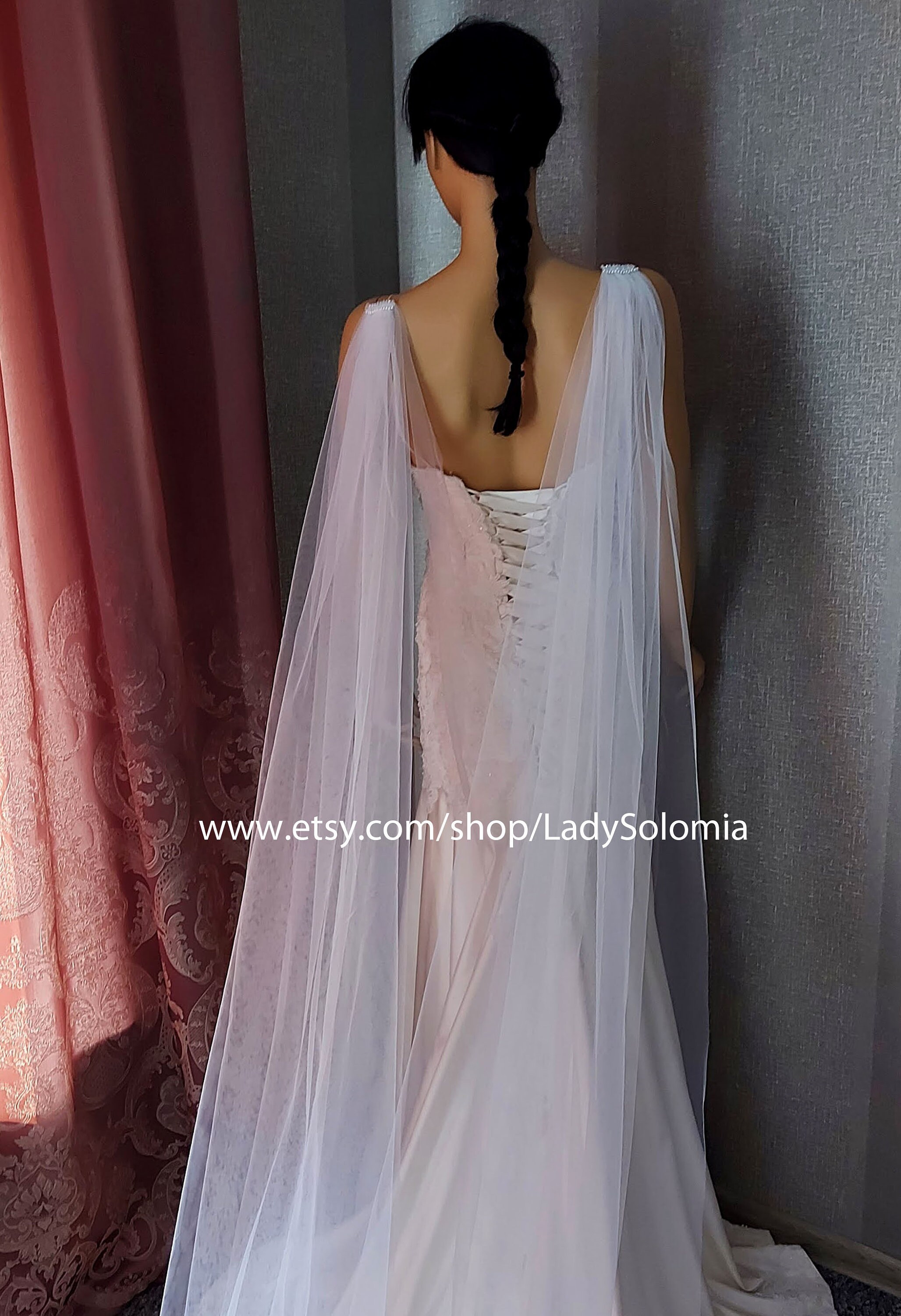 Cape Veil Bridal Cape Wedding Veil Shoulder Cape Veil Shoulder Train ...