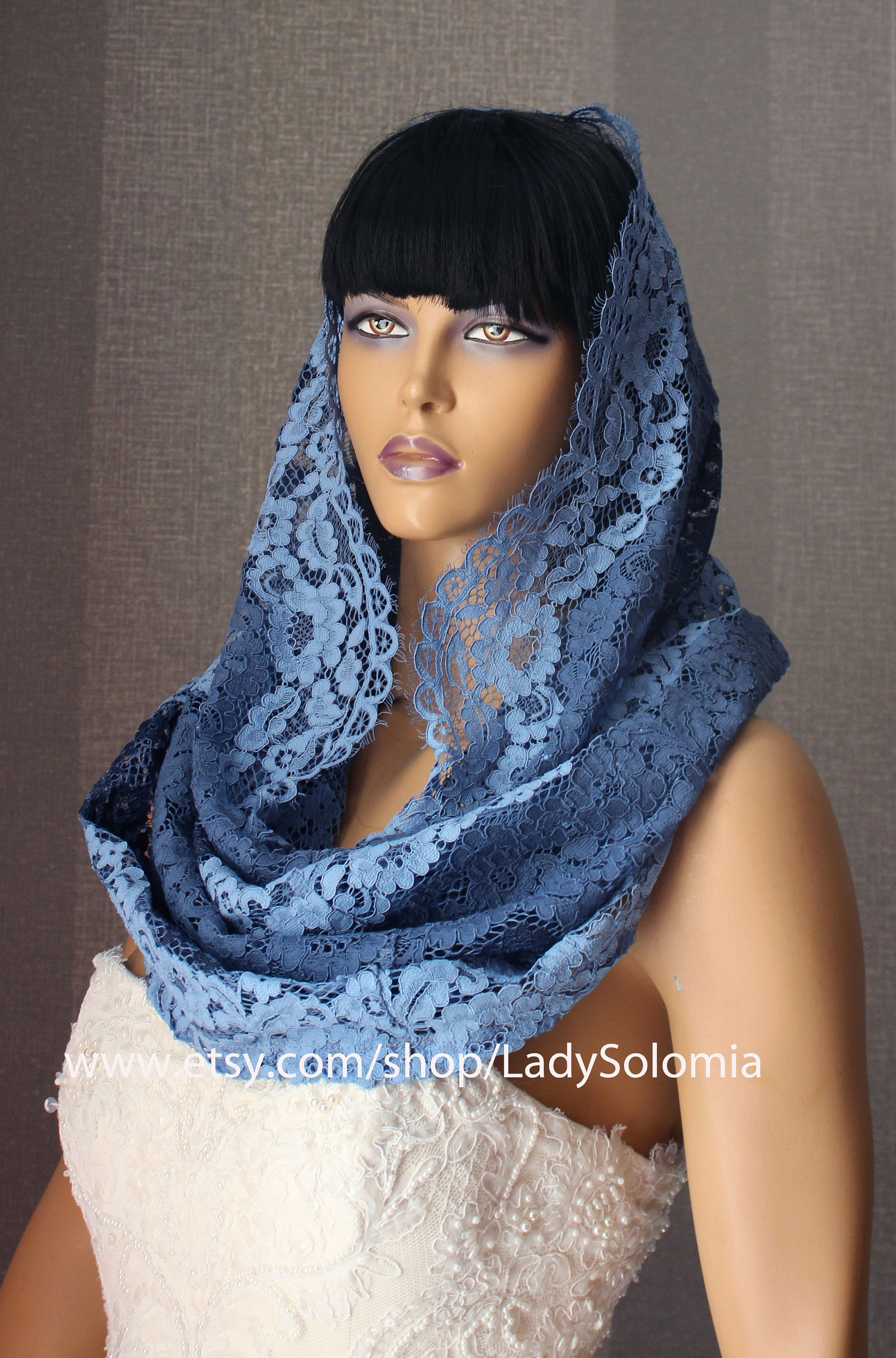 Blue Lace Catholic Mantilla Lace Headcovering Orthodox Veil - Etsy