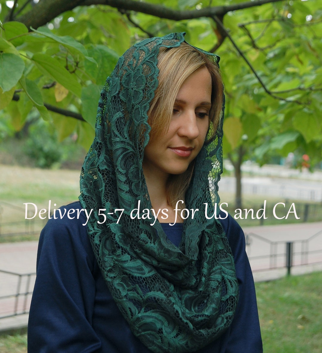 Soft Green Lace Veil Catholic Infinity Mantilla Catholic Chapel Veil ...