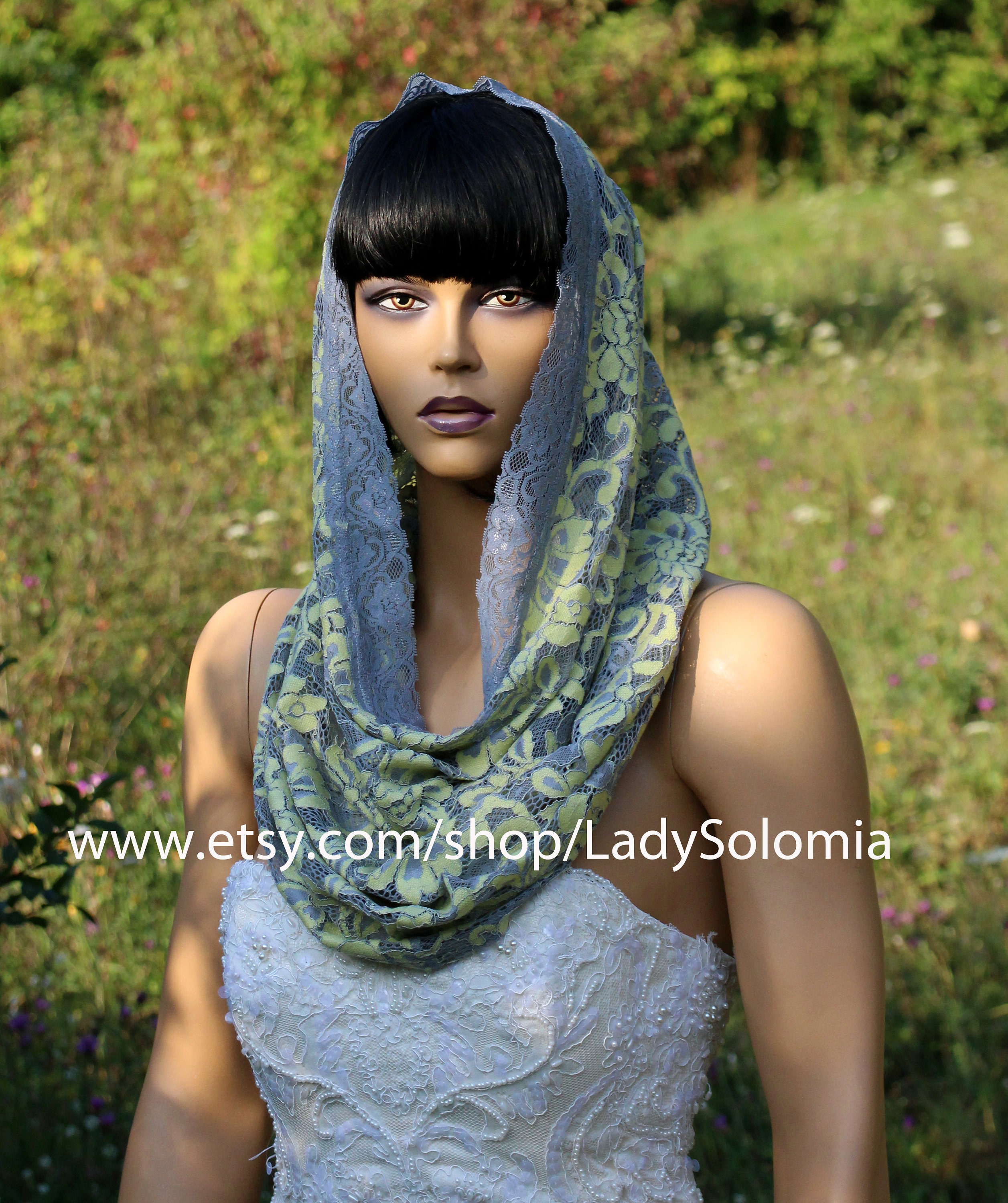 Traditional Catholic Veil Gray Religious Scarf Lace Catholic - Etsy