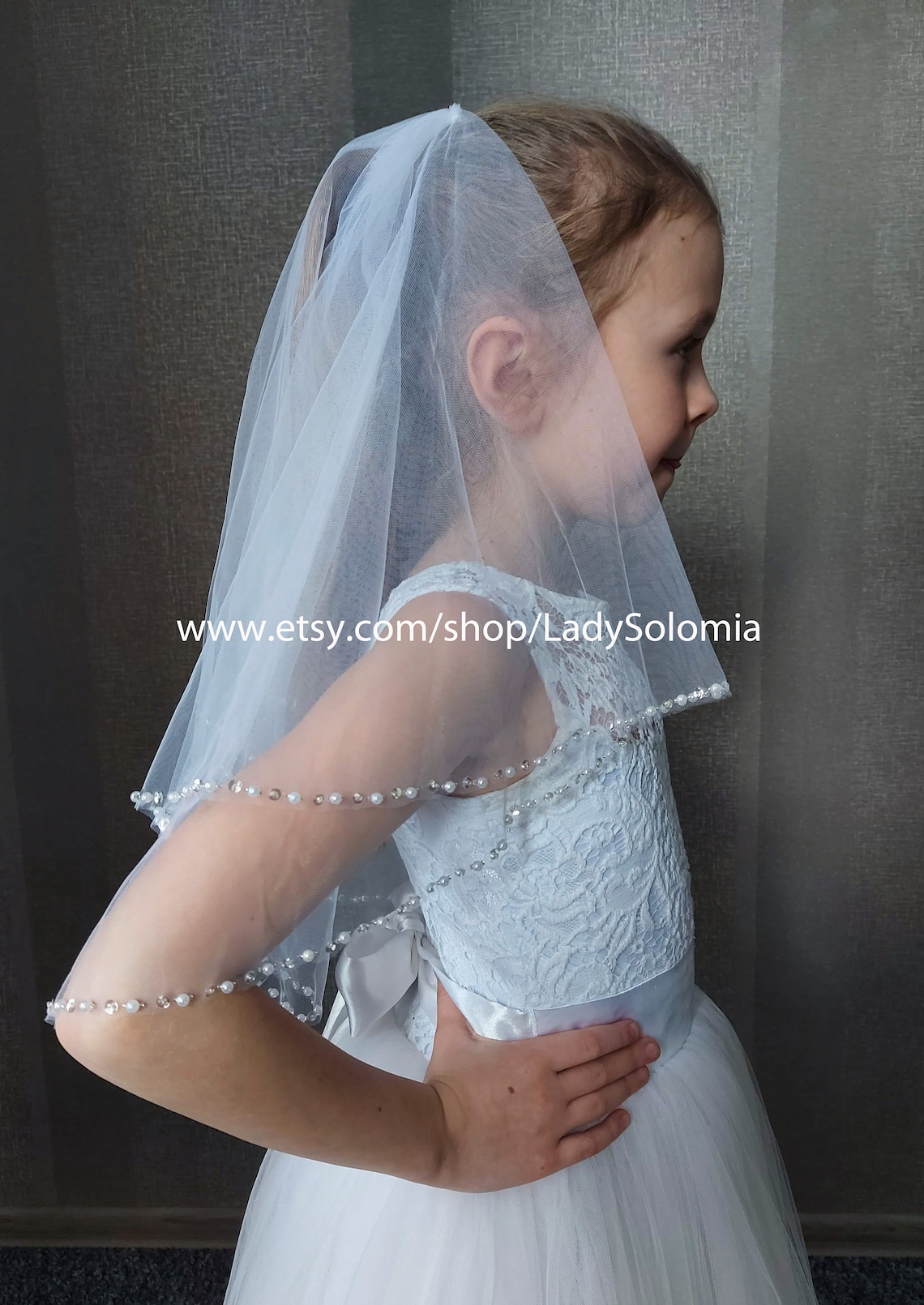 First Communion Veil Flower Girl Veil 2 Tier Communion Veil - Etsy