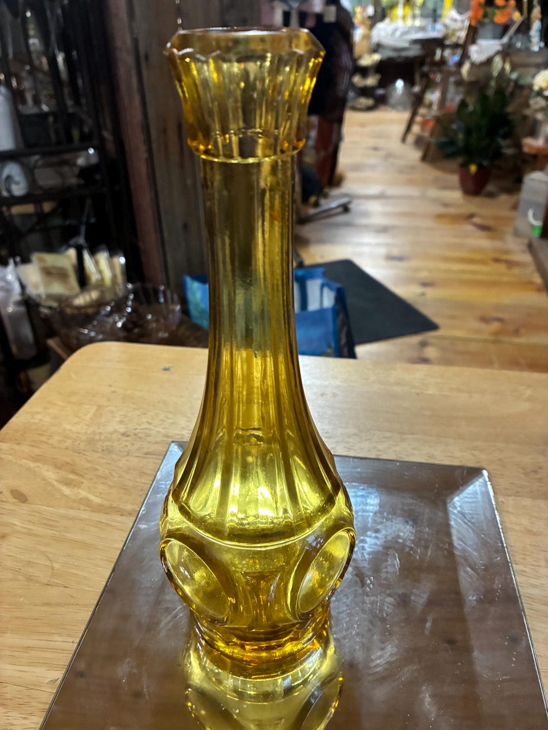 Vintage Wheaton Amber Glass Bud Vase 1970s Bulls Are Coin Pattern Base ...