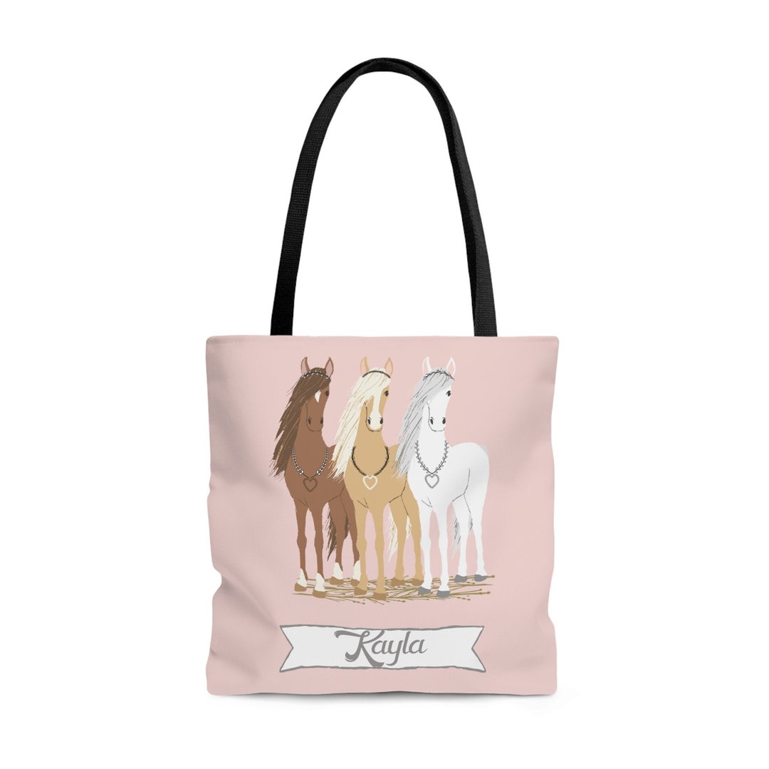Girls Personalized Horse Tote Bag | Girls Personalized Book Bag ...