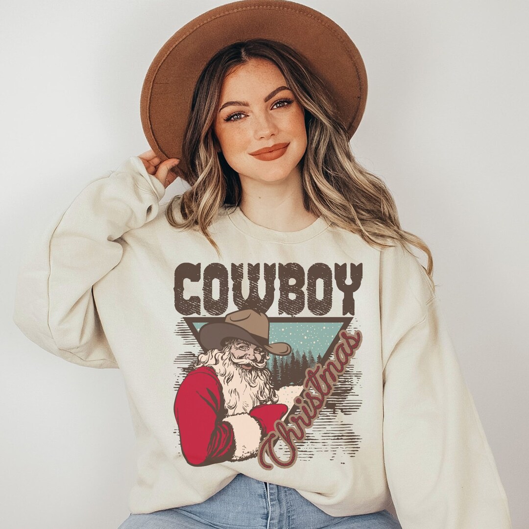 Cowboy Christmas Sweatshirt | Vintage Western Christmas Crewneck ...
