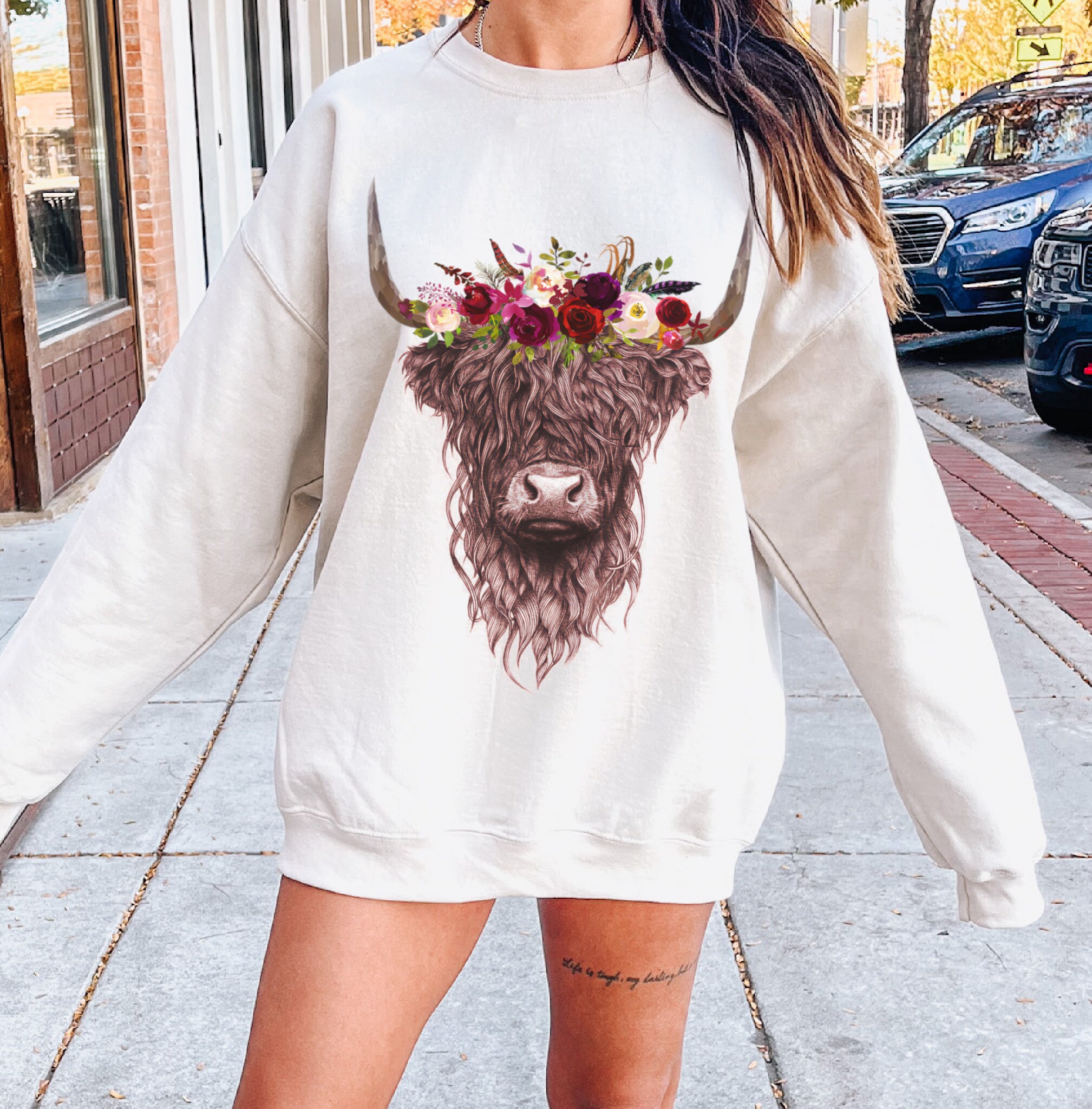 Highland Cow Sweatshirt Western Cow Sweatshirt Rodeo Bull - Etsy