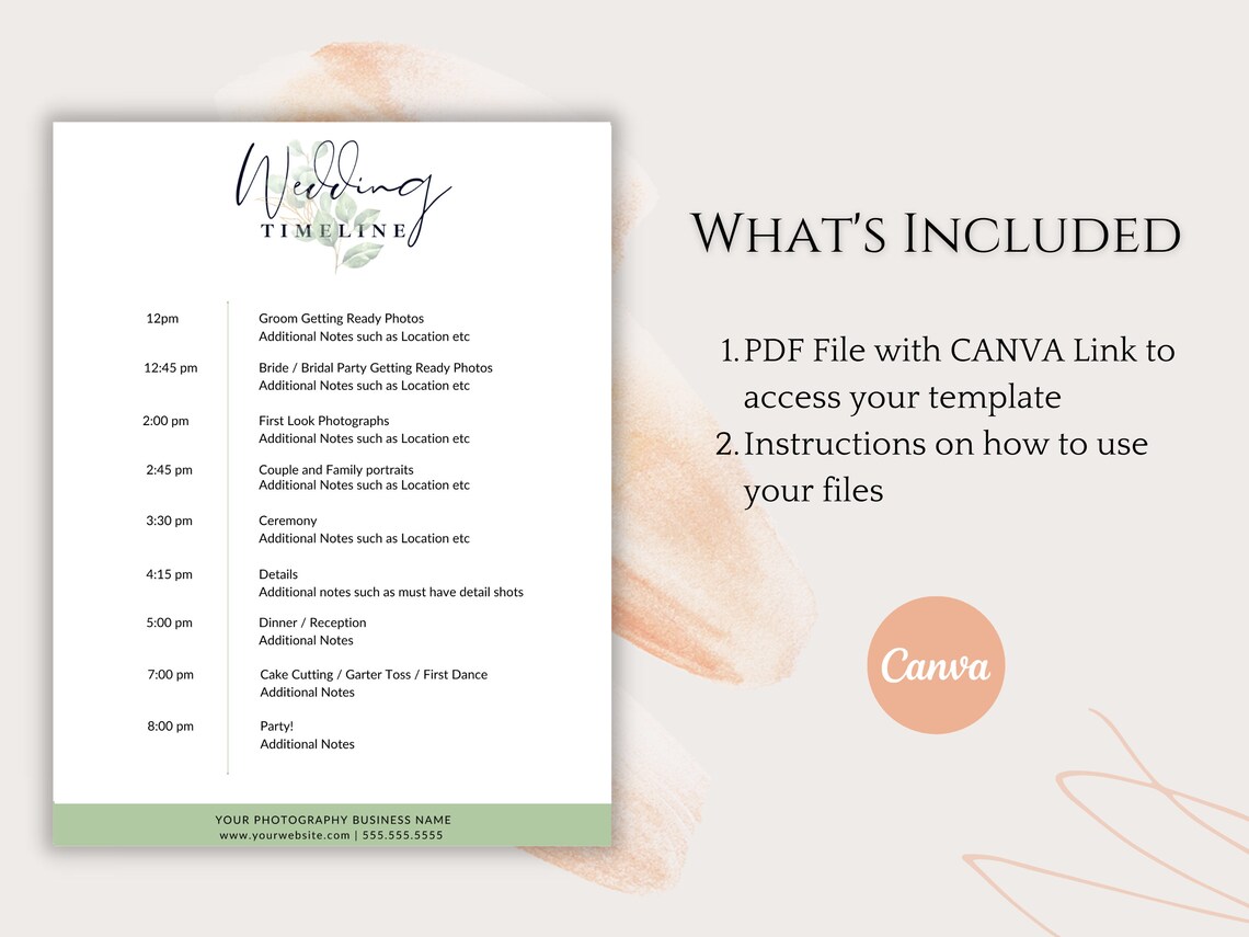 Wedding Photography Timeline Template, Wedding Day Timeline, Wedding ...