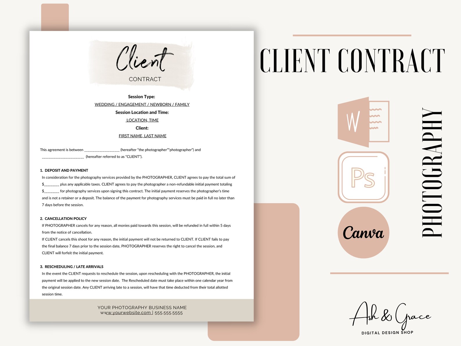Photography Client Contract | Client Agreement, Session Contract ...