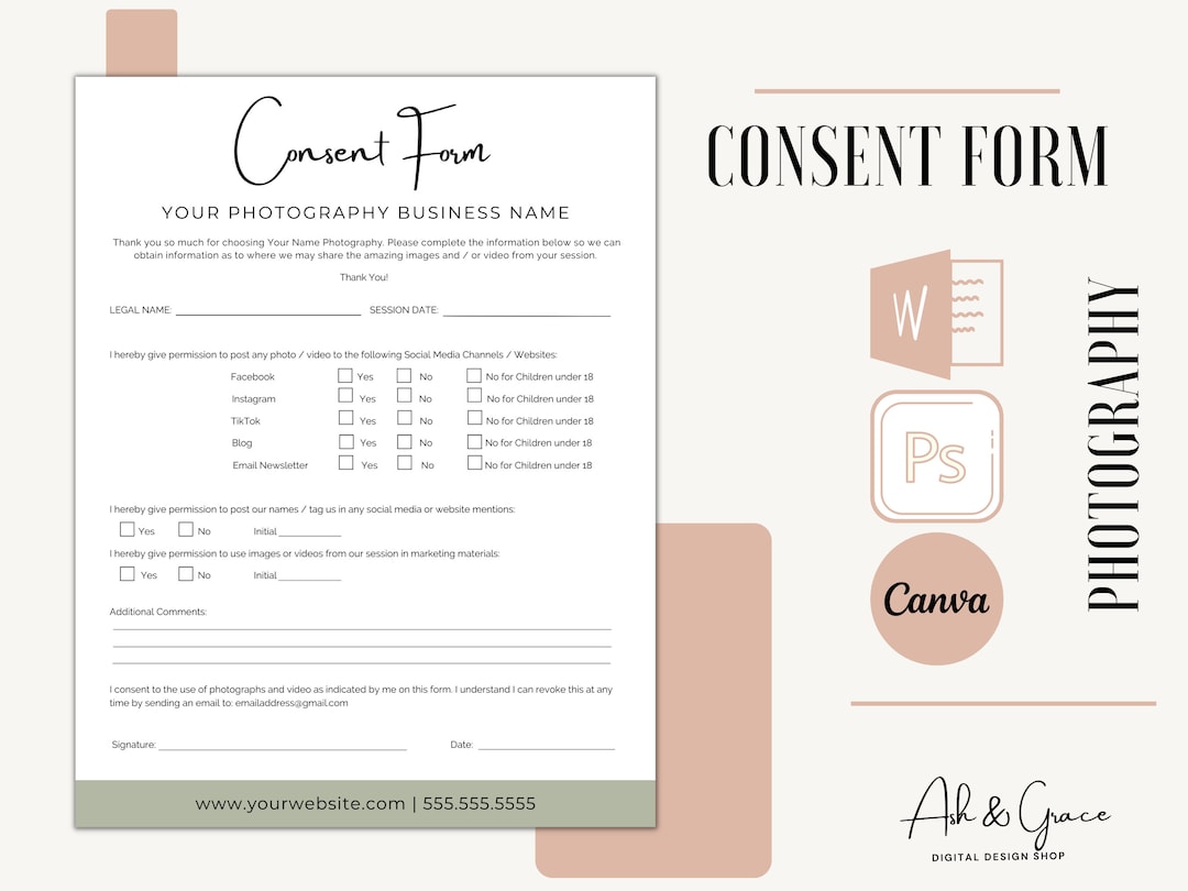 Photography Consent Form, CANVA Photography Consent Form, PSD Template ...