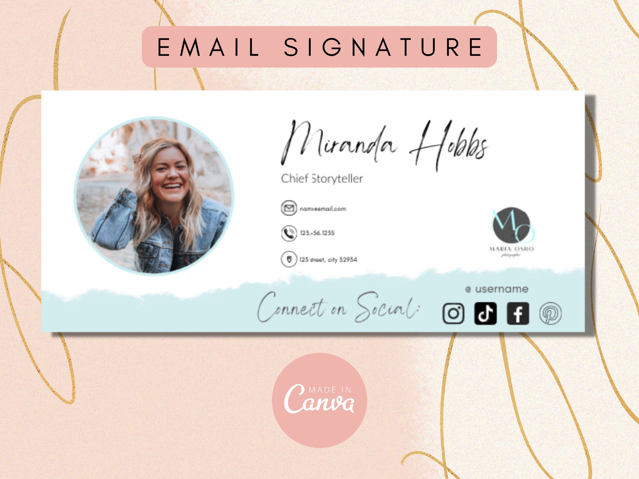 Email Signature Template With Photo Editable Signature CANVA Design ...