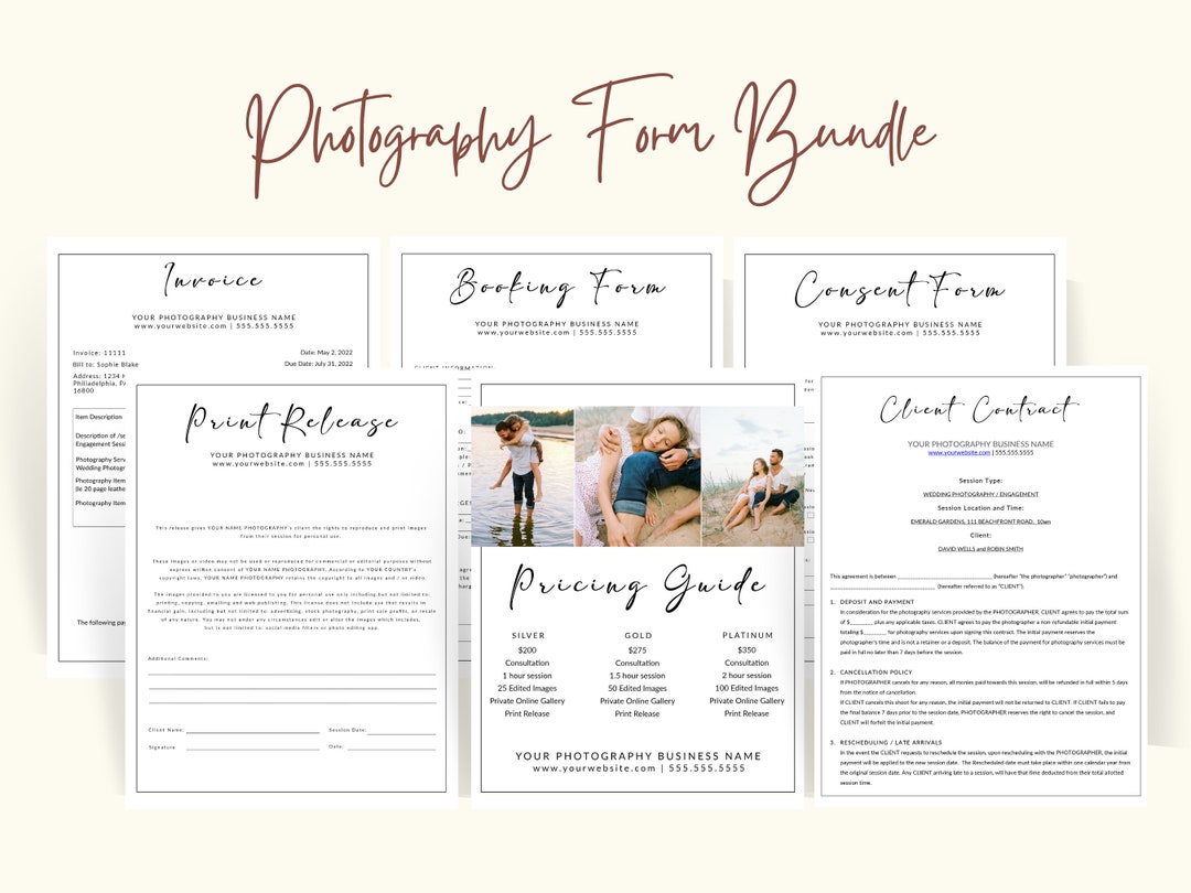 Photography Business Forms Bundle | Photography Contract, Consent Form ...