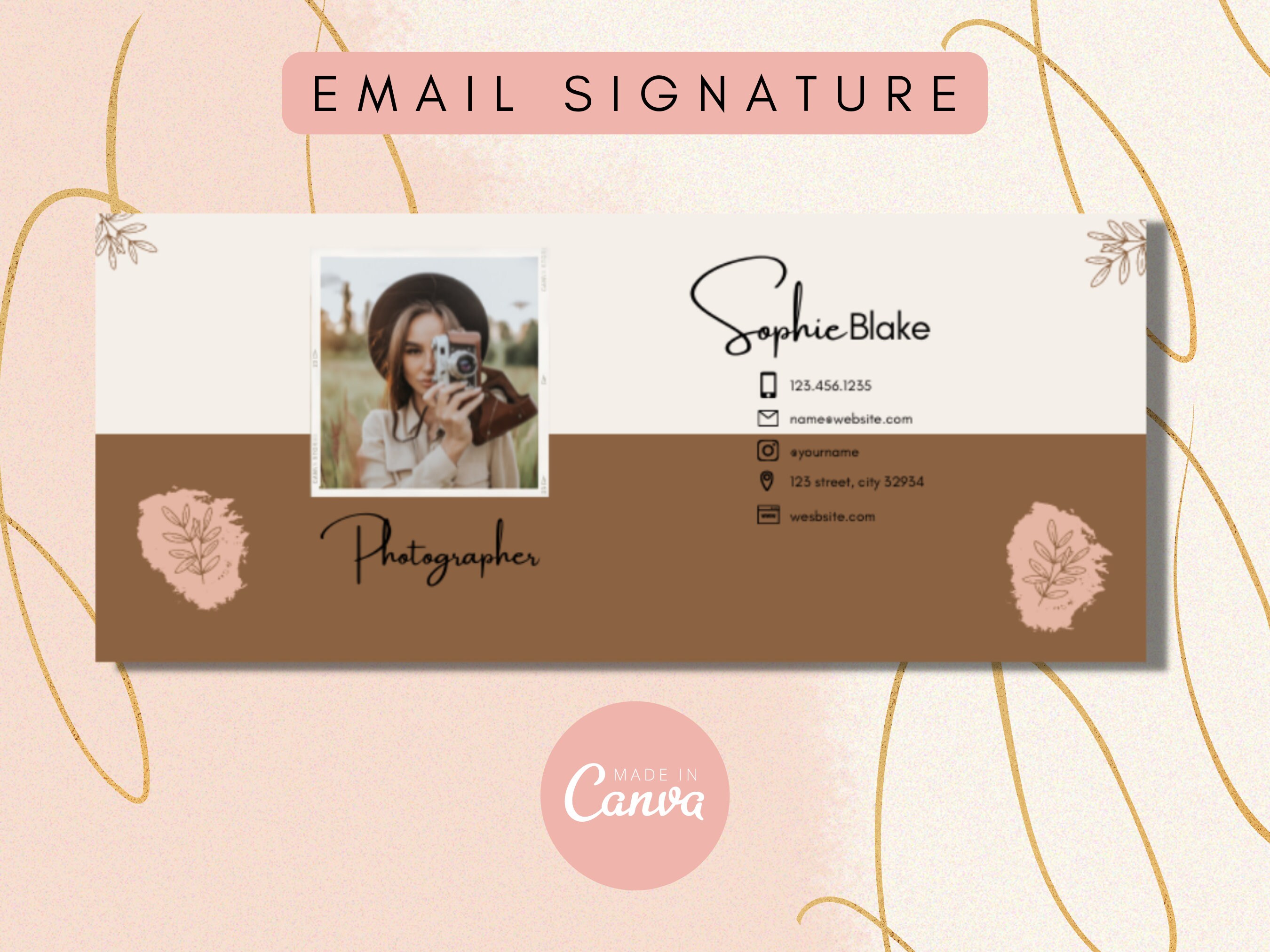Email Signature Template With Photo Editable Signature CANVA Design ...