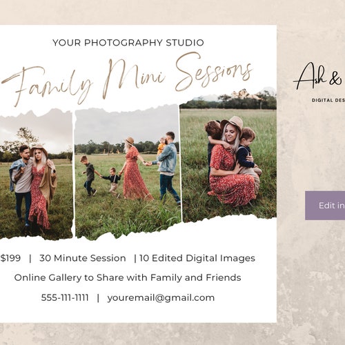 Mini Session Template Photography Marketing Photoshop - Etsy