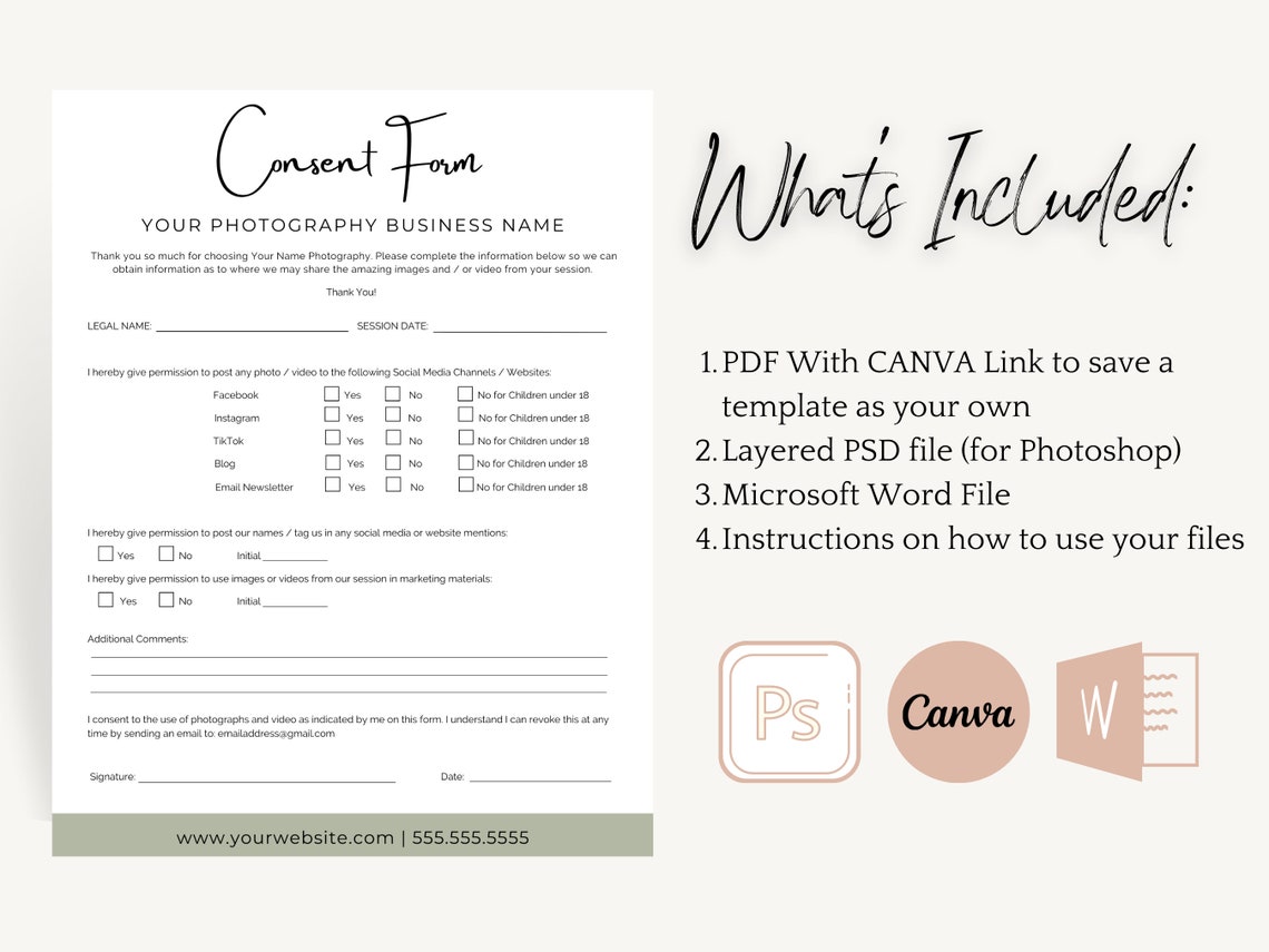 Photography Consent Form, CANVA Photography Consent Form, PSD Template ...
