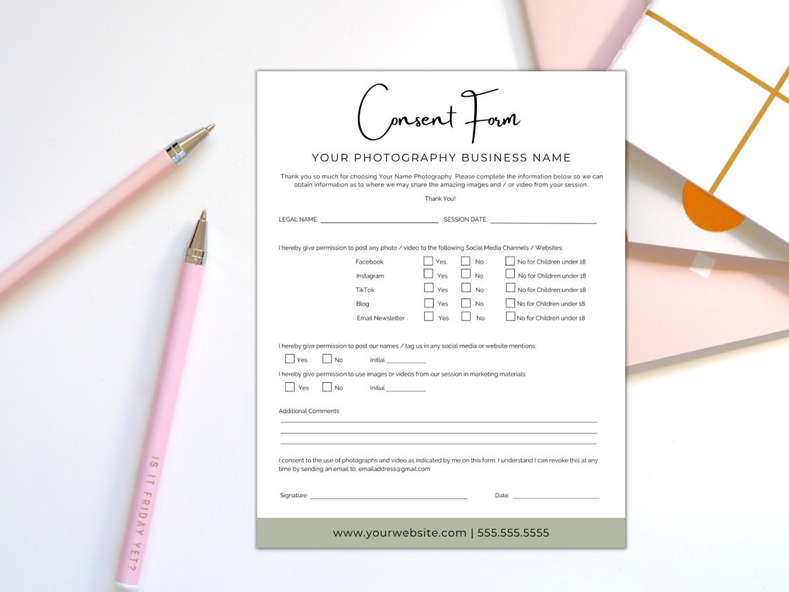 Photography Consent Form, CANVA Photography Consent Form, PSD Template ...