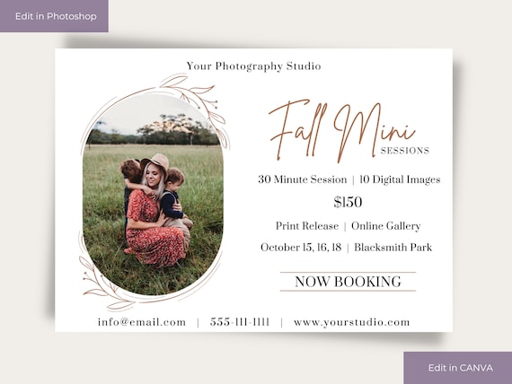 Fall Mini Session Template Fall Photo Template Fall Mini - Etsy