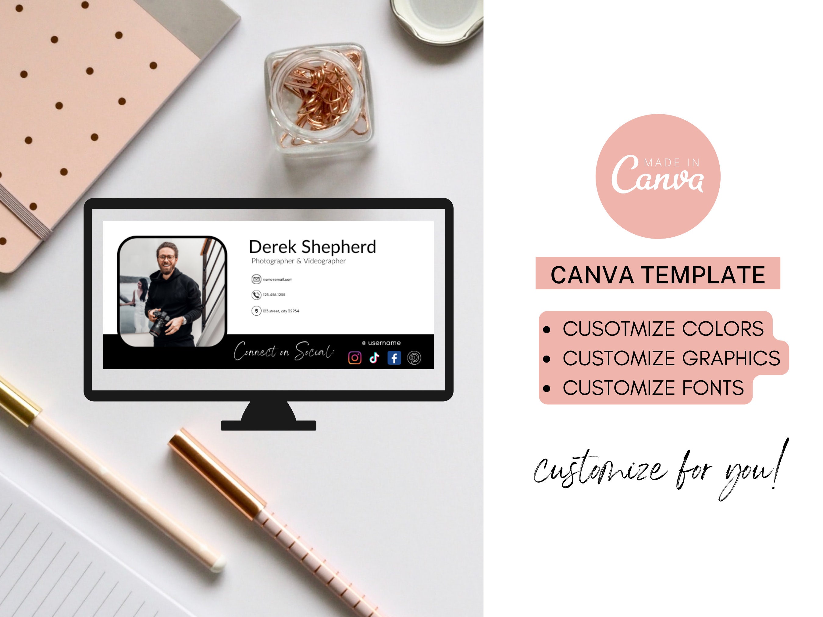 Email Signature Template Editable Signature CANVA Design business Email ...