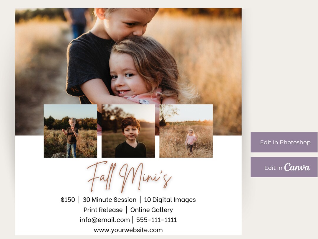 Fall Mini Session Template, Family Mini Session, Autumn Mini Session ...