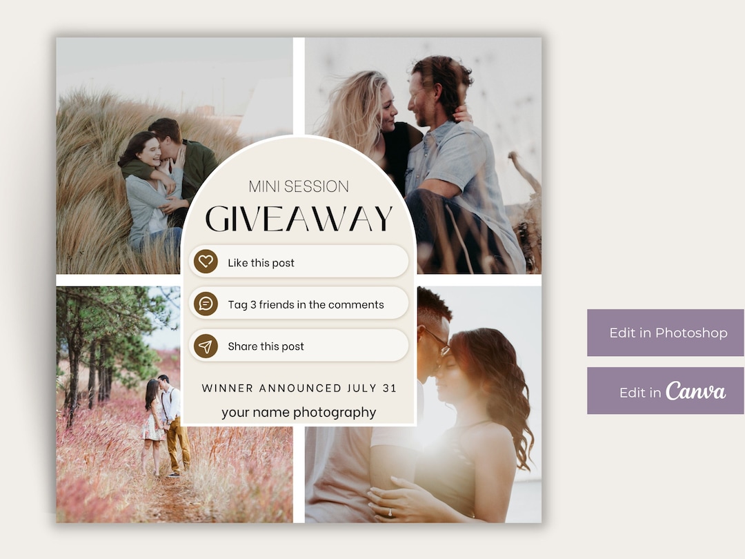 Photographer Giveaway Template | Contest Template, Edit in CANVA or ...