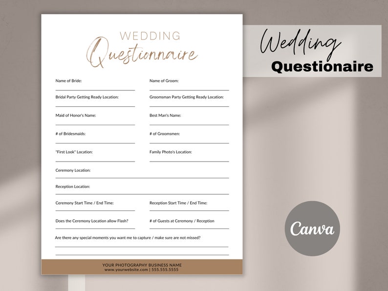 Wedding Photography Questionnaire Template | Wedding Questionnaire ...