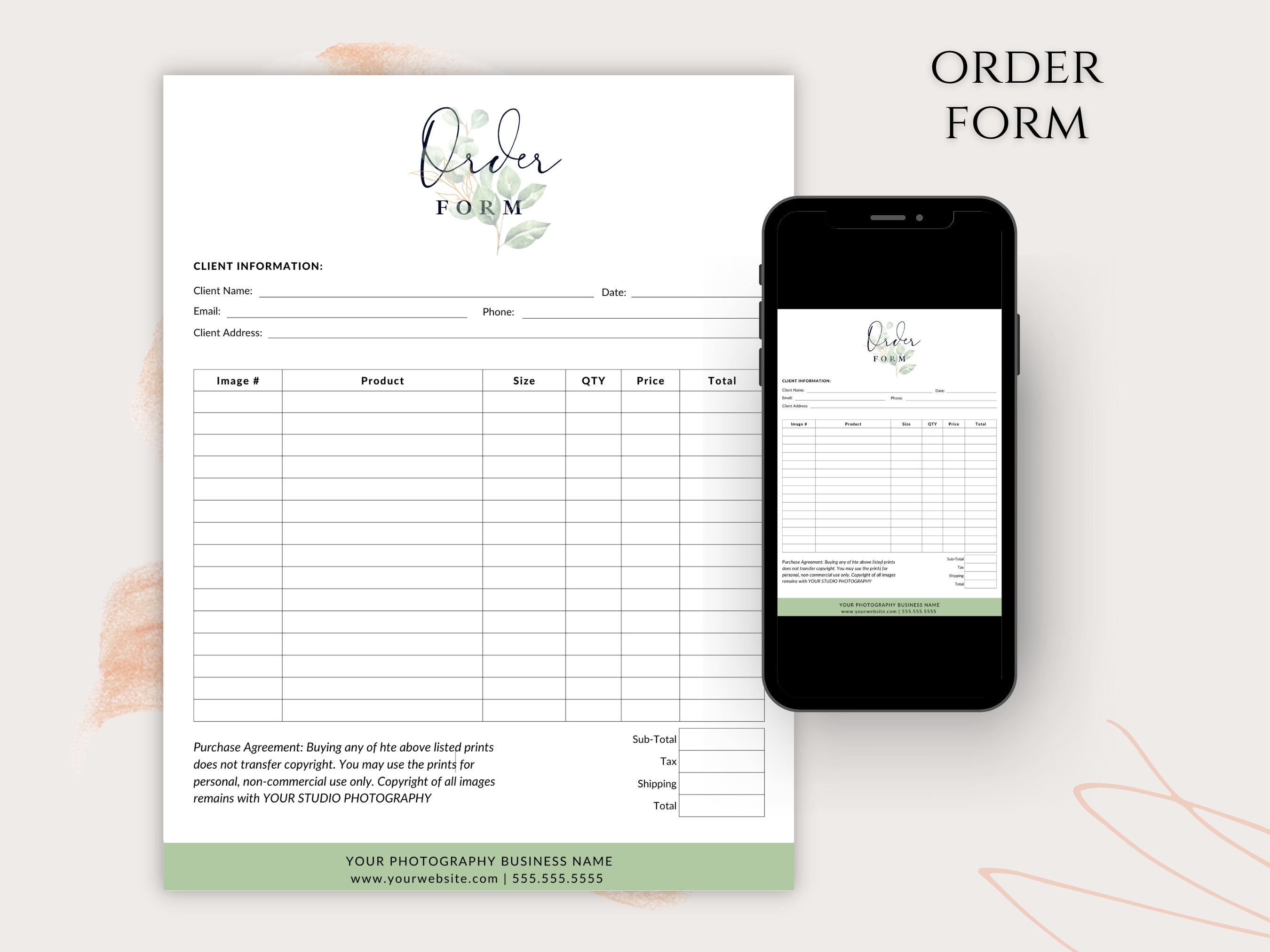 Photographer Order Form Template, Edit in Canva, Photography Print ...