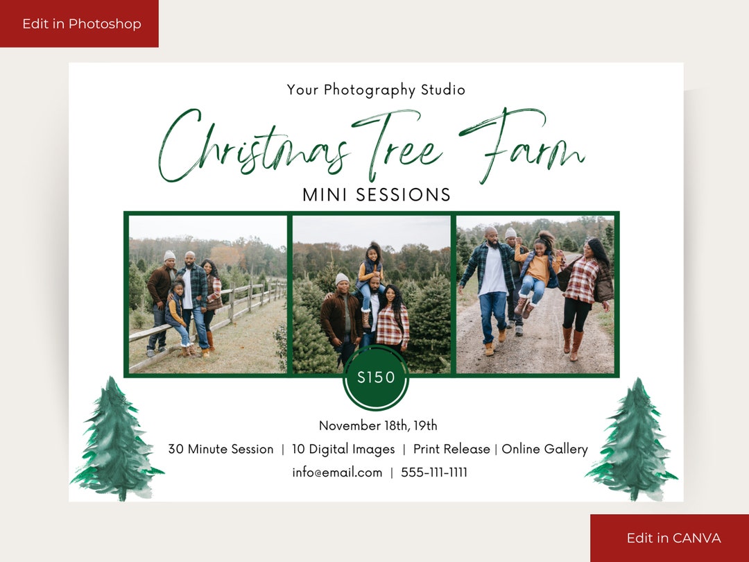 Christmas Tree Farm Mini Session Template, Edit in Canva or Photoshop ...