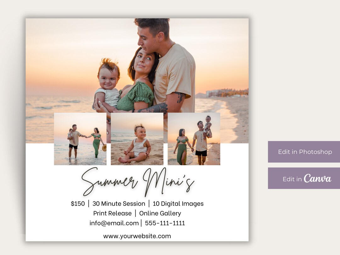 Summer Mini Session Template, Summer Photo Template, Summer Mini ...